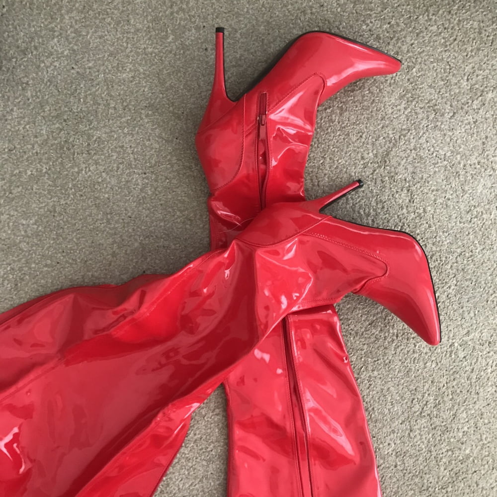 Boots Red Pvc Thigh High Boots 25 Pics Xhamster 7895
